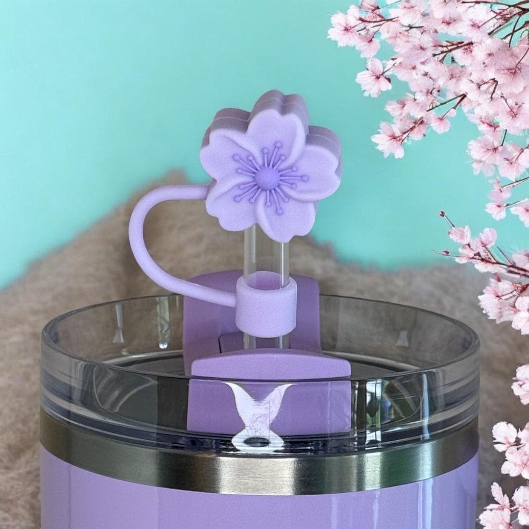 Purple Cherry Blossom Straw Topper - Etsy