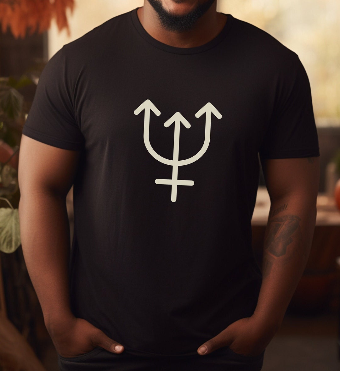 Neptune Symbol Tee, Planetary Symbol, God of the Sea, Trident Symbol ...