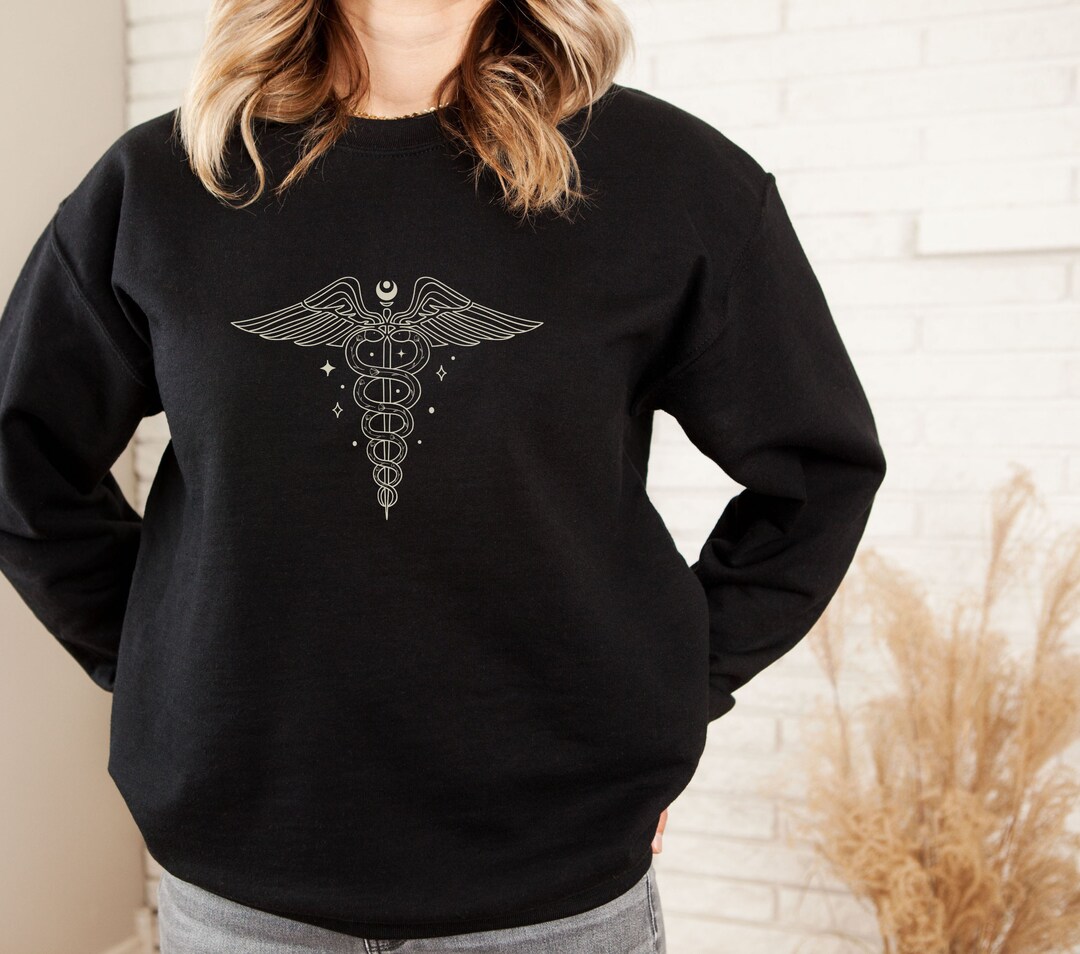 Caduceus Sweatshirt, Symbolic Shirt, Esoteric Symbol, Medical, Winged ...