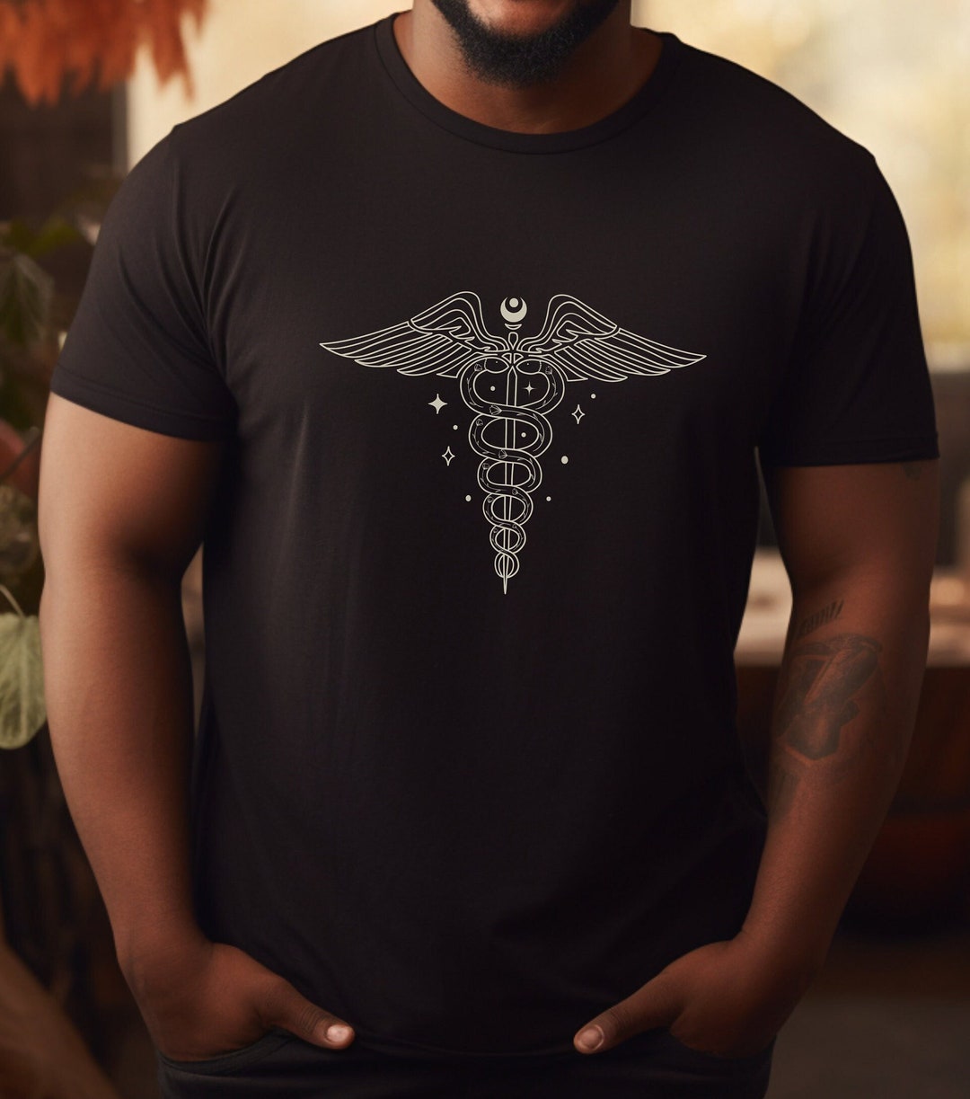 Caduceus Tee Shirt, Symbolic Shirt, Esoteric Symbol, Winged Staff ...
