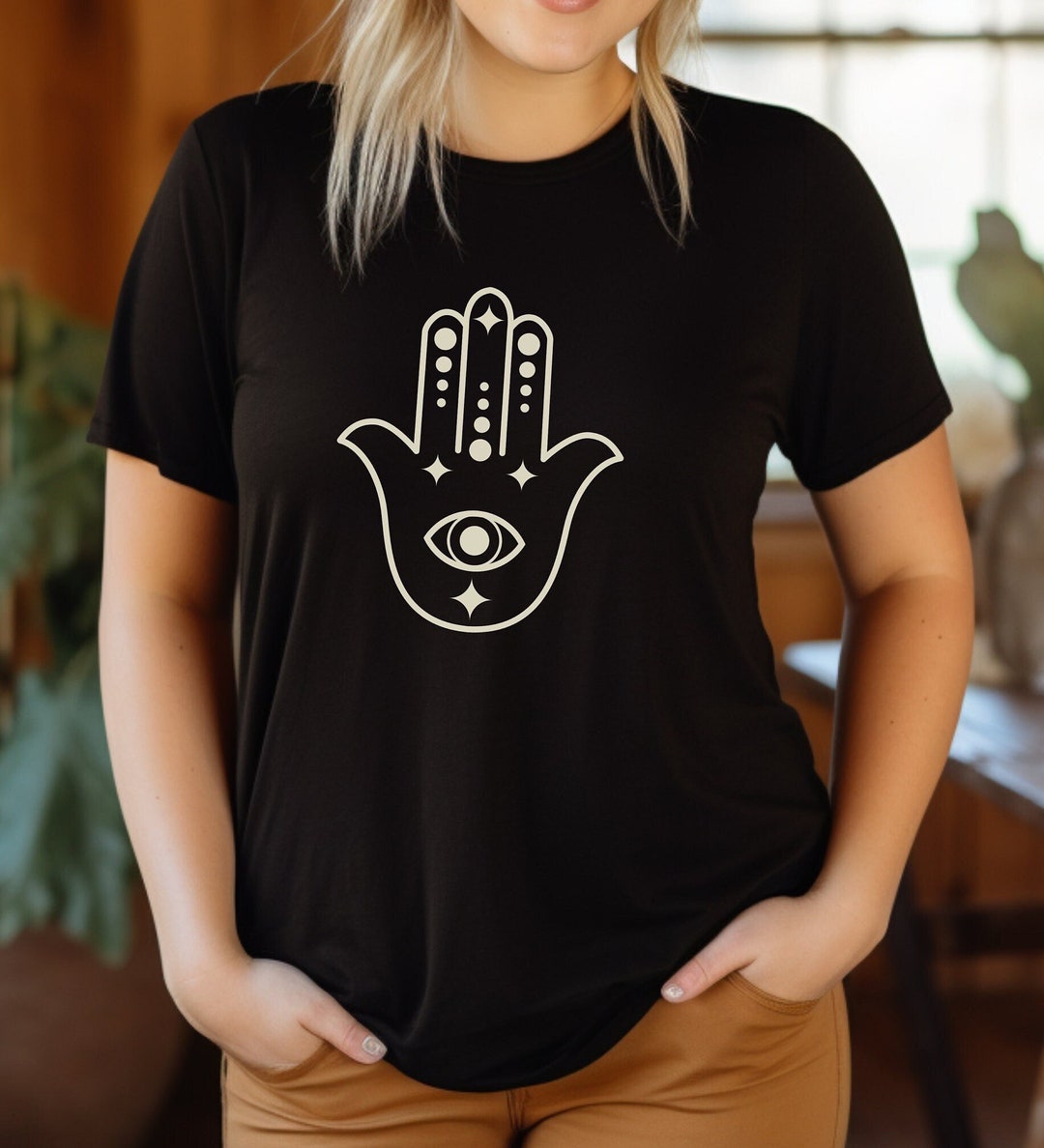 Hamsa Hand Tee Shirt, Good Luck Shirt, Hand of Miriam, Hand of Fatima ...