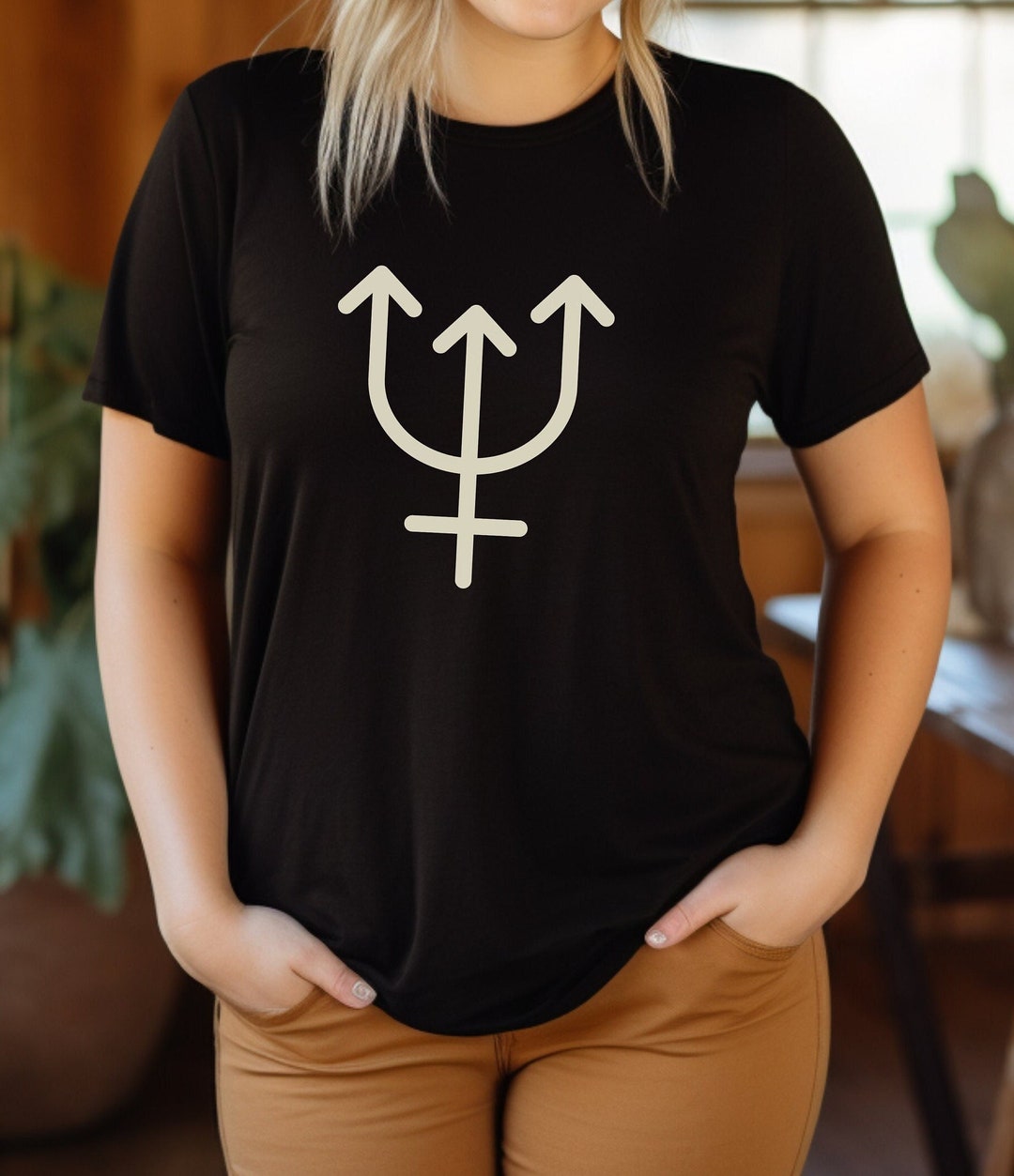 Neptune Symbol Tee, Planetary Symbol, God of the Sea, Trident Symbol ...