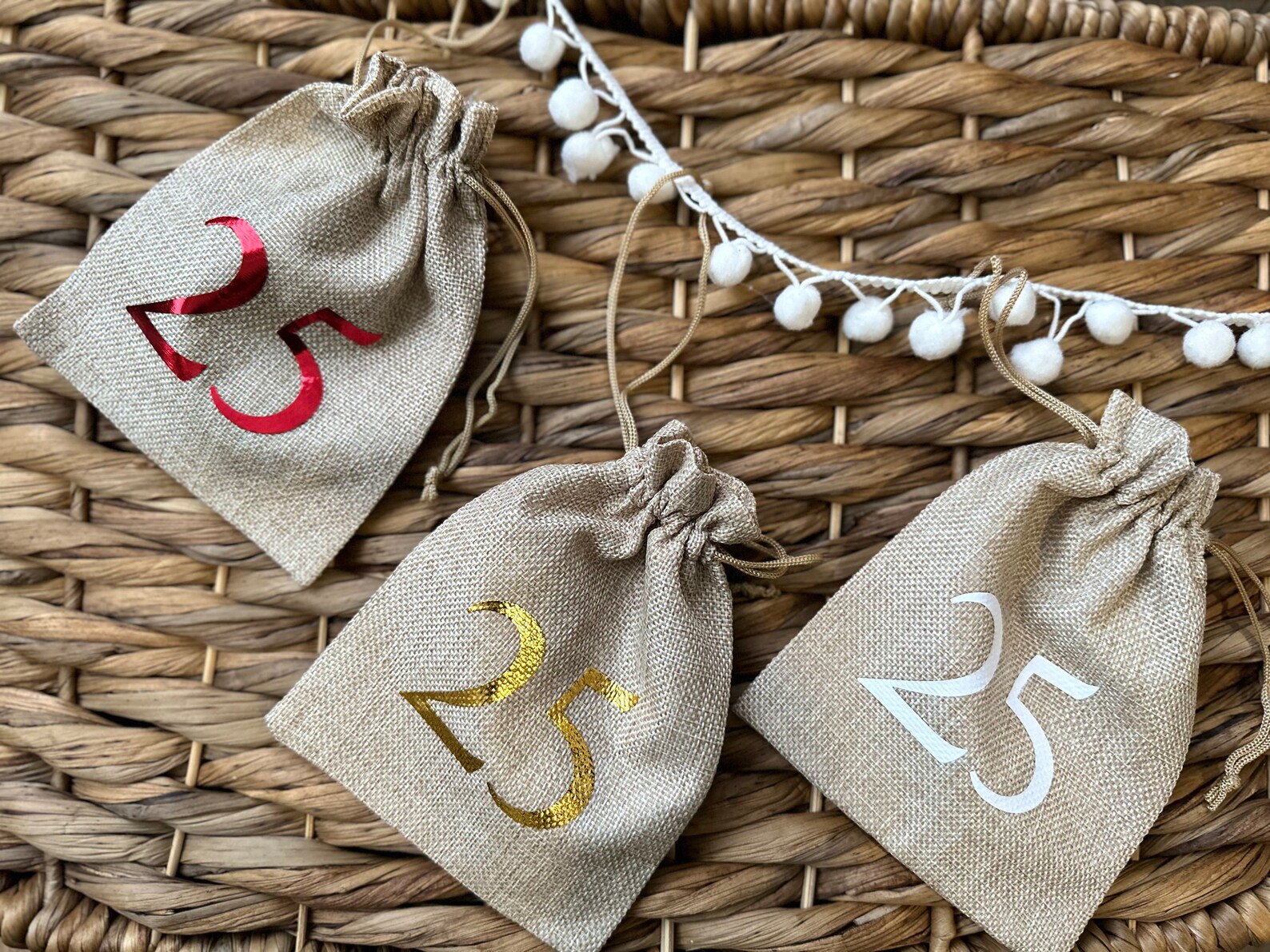 Large Reusable Christmas Advent Bags | DIY Hanging Advent Bags - Etsy UK