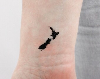 New Zealand Map Outline Temporary Tattoo set of 3 - Etsy