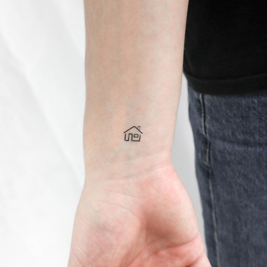 Minimalist House Temporary Tattoo (set of 3) - Etsy