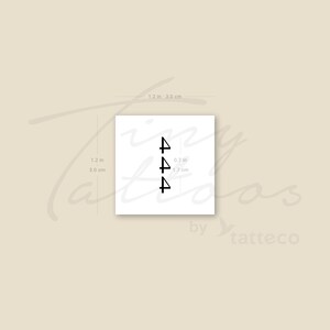 Small Vertical 444 Temporary Tattoo (set of 3) - Etsy UK