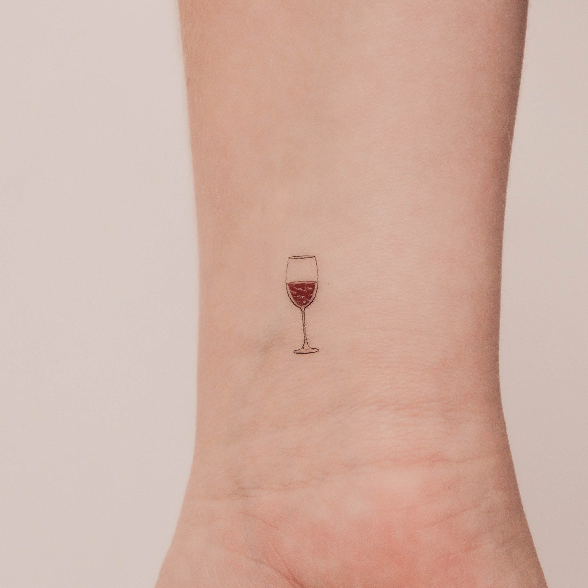 Red Wine Glass Temporary Tattoo Set Of 3 Etsy