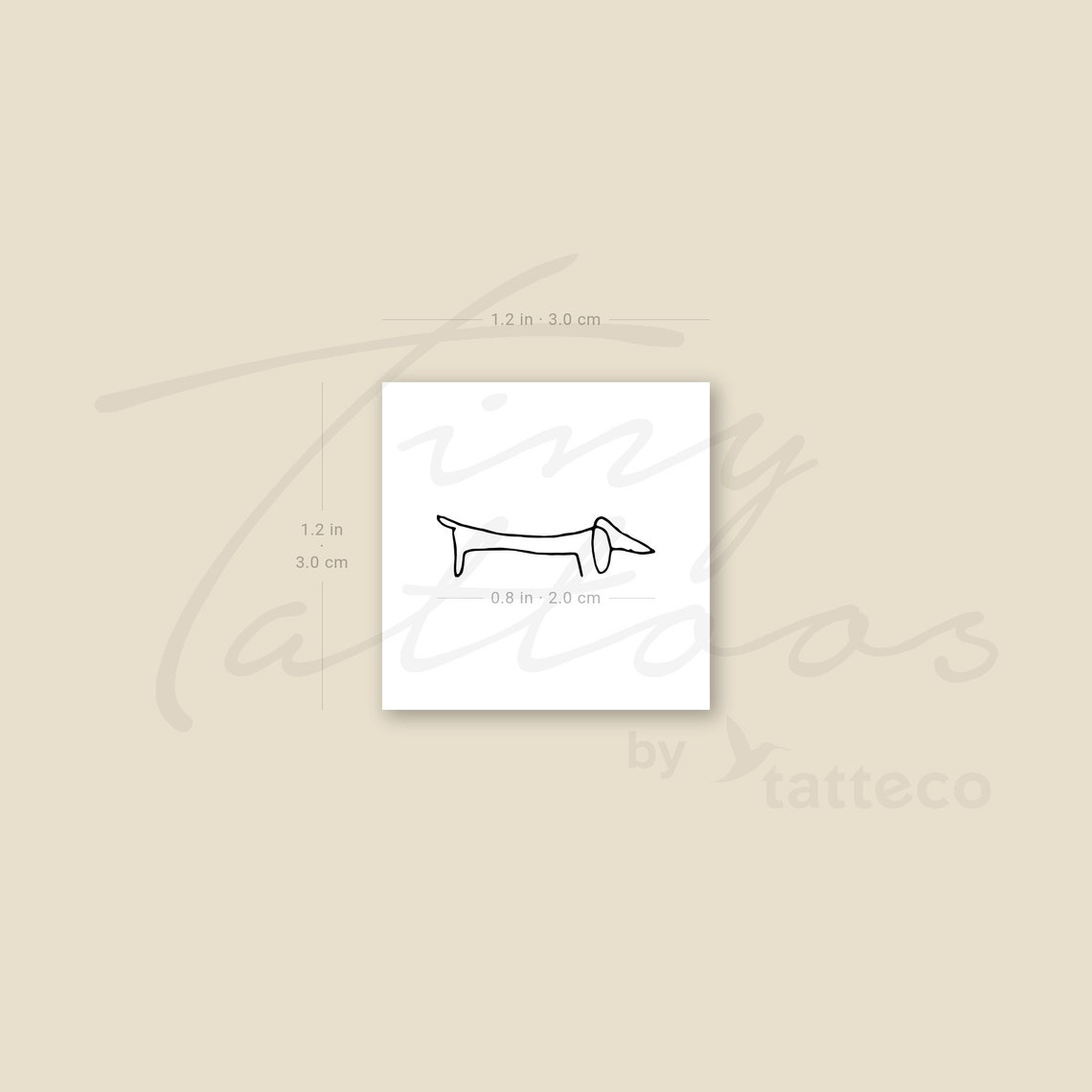 One Line Dachshund Temporary Tattoo set of 3 - Etsy