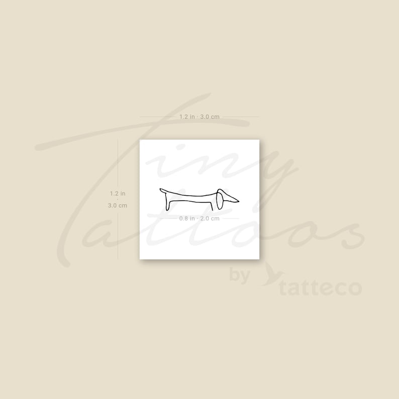 One Line Dachshund Temporary Tattoo set of 3 - Etsy