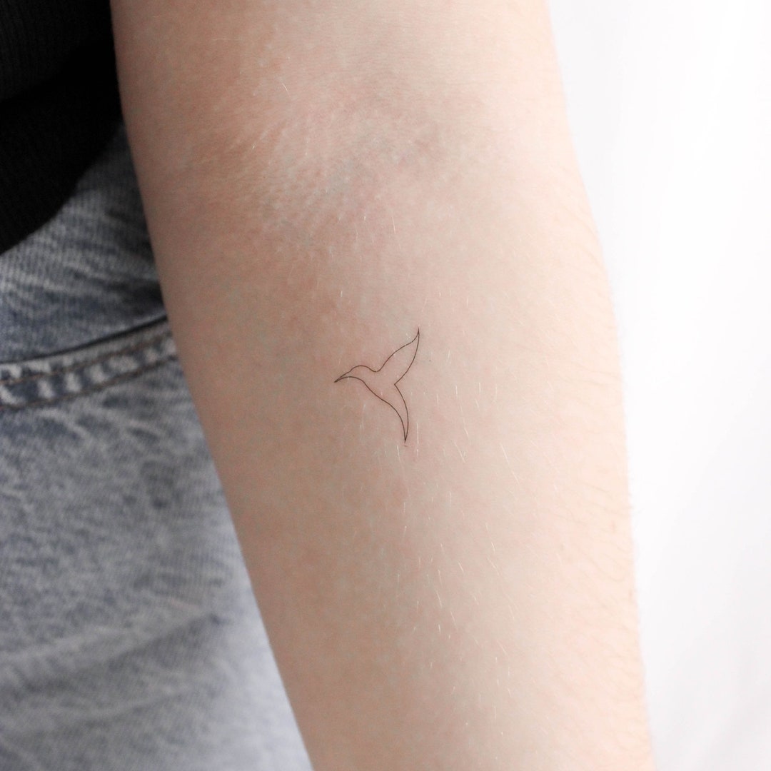 Fine Line Hummingbird Temporary Tattoo (set of 3) - Etsy