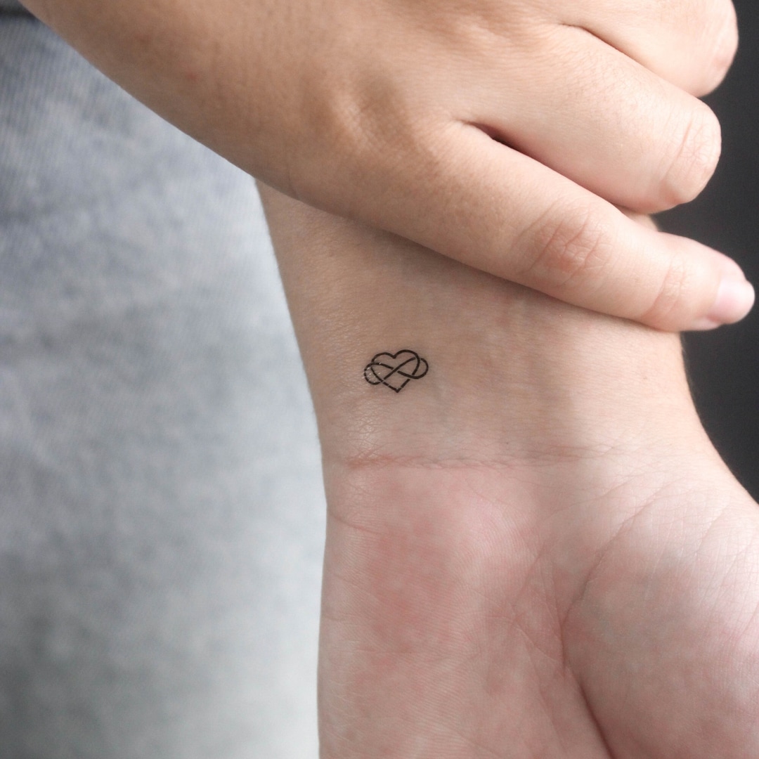 Little Intertwined Infinity Symbol and Heart Temporary Tattoo (set of 3 ...