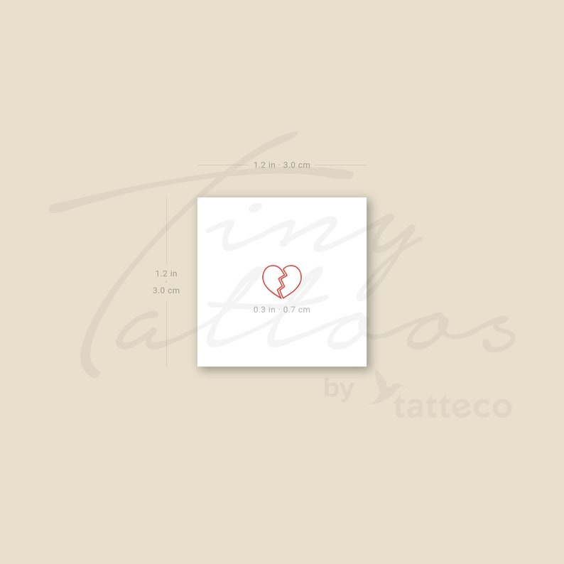 Tatuaje Temporal Pequeño Corazón Roto (Conjunto de 3) - Etsy México