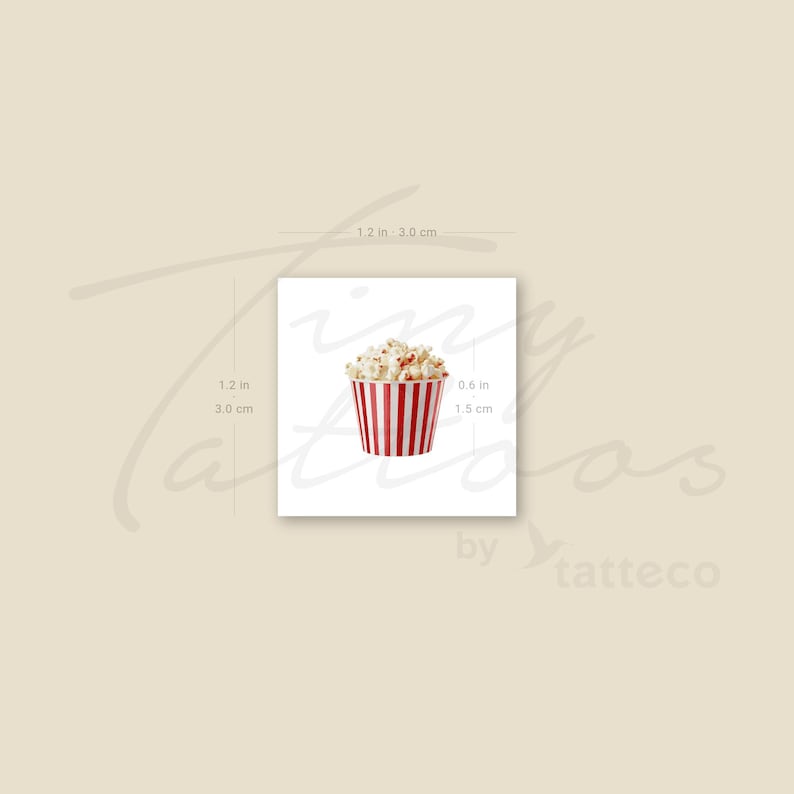Little Popcorn Temporary Tattoo (set of 3) - Etsy