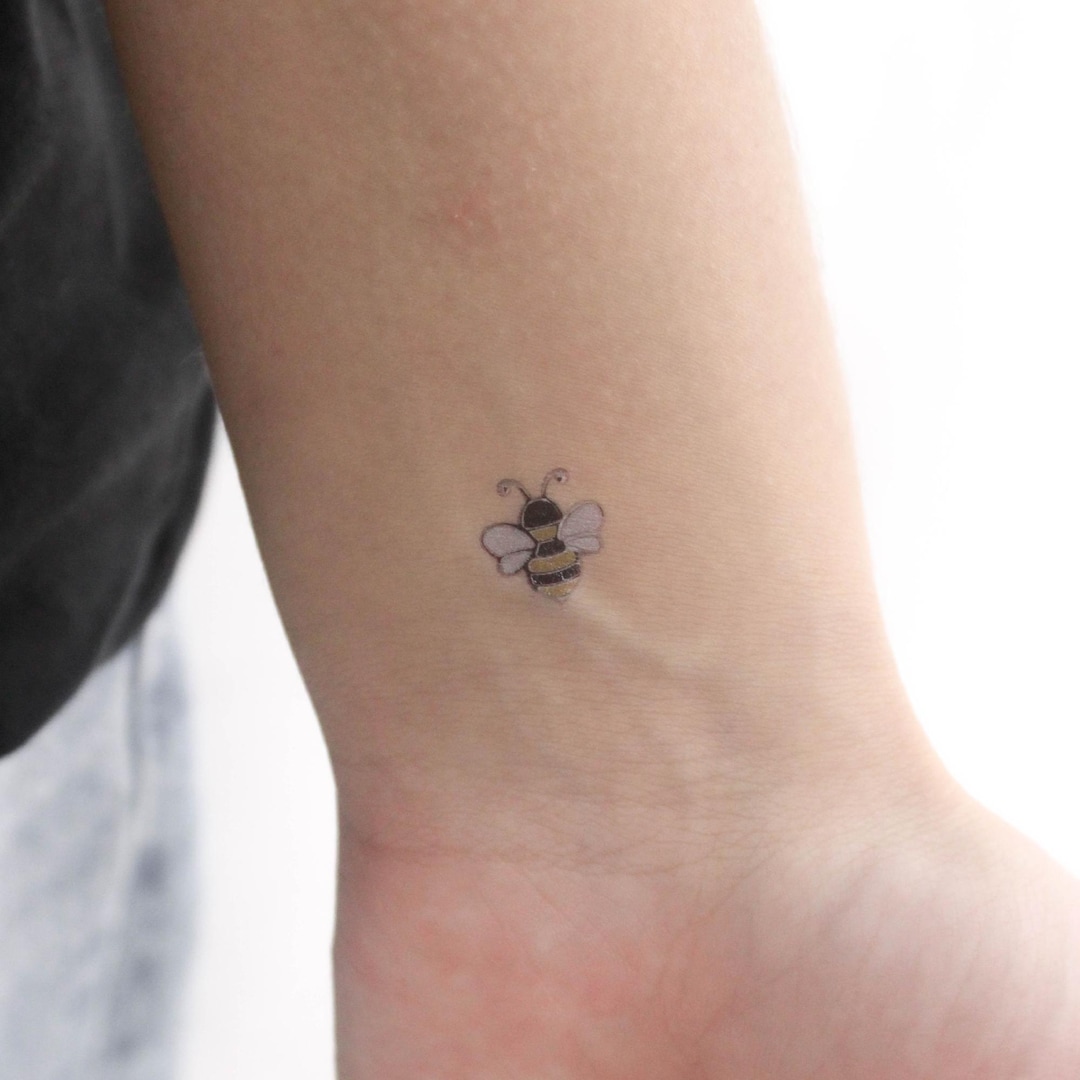 Silver Bee Temporary Tattoo Set Of 3 Etsy