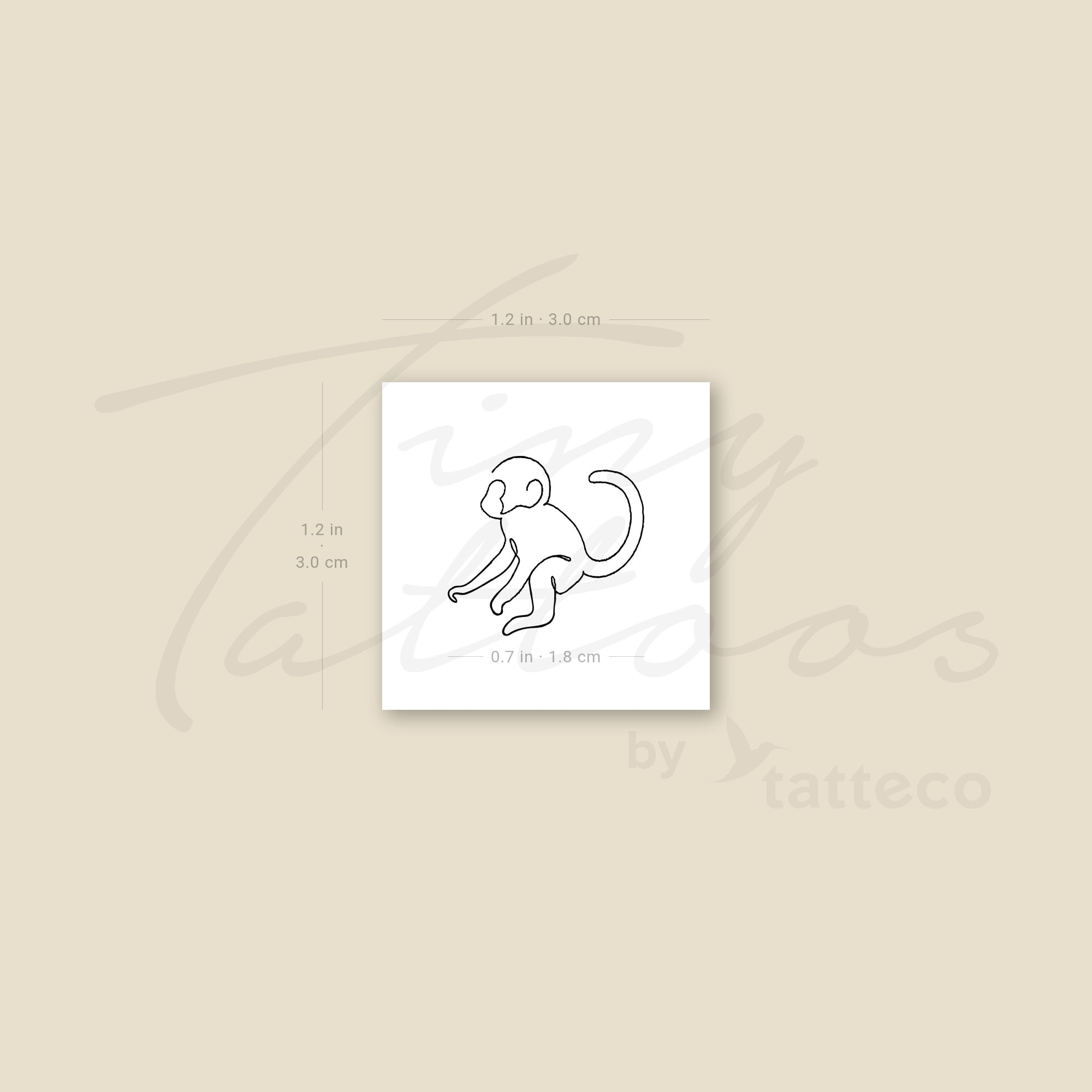 Single Line Monkey Temporary Tattoo (set of 3) - Etsy