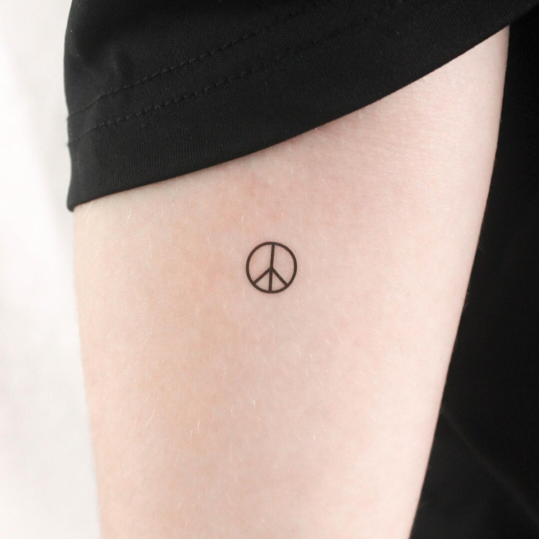 Fine Line Peace Symbol Temporary Tattoo (set of 3) - Etsy