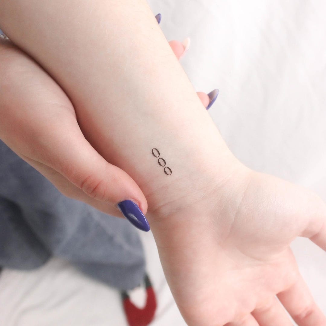 Small 000 Vertical Temporary Tattoo (set of 3) - Etsy
