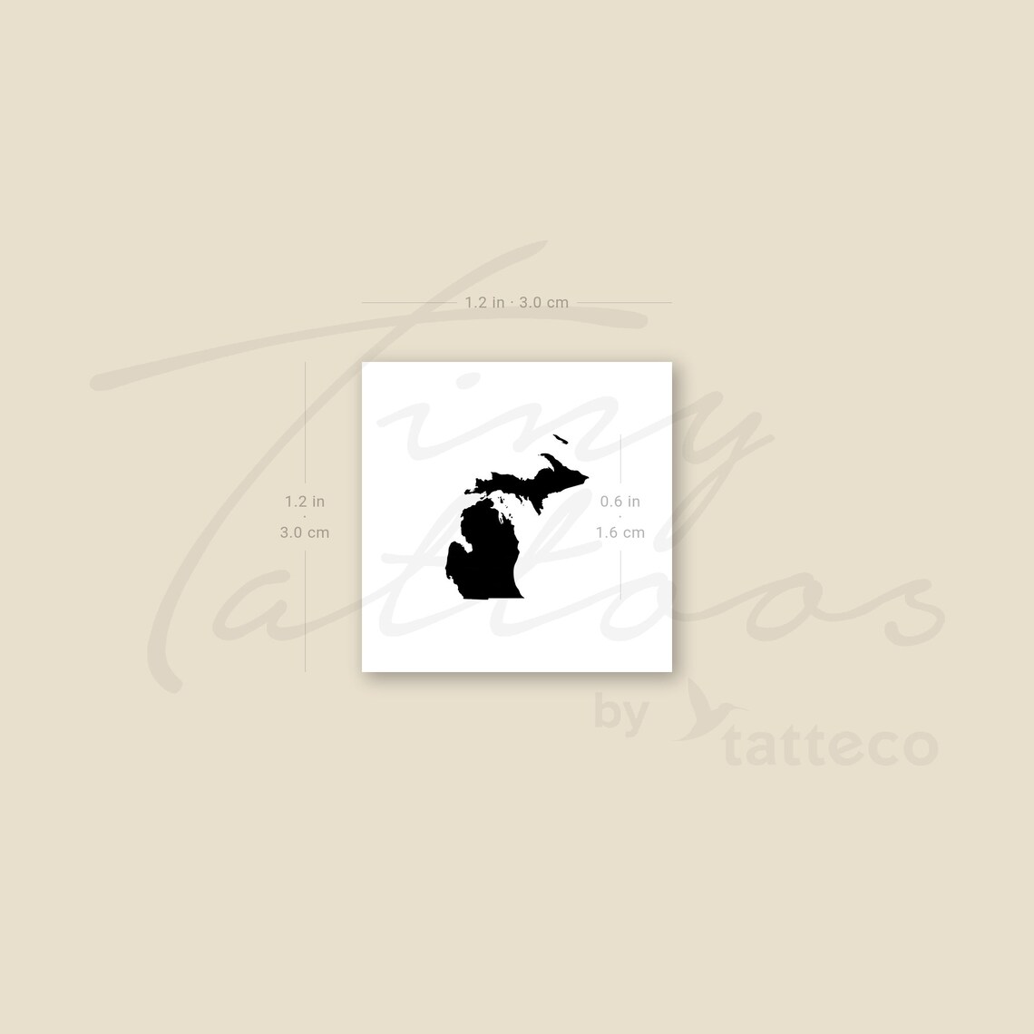 Michigan Map Temporary Tattoo (set of 3) - Etsy