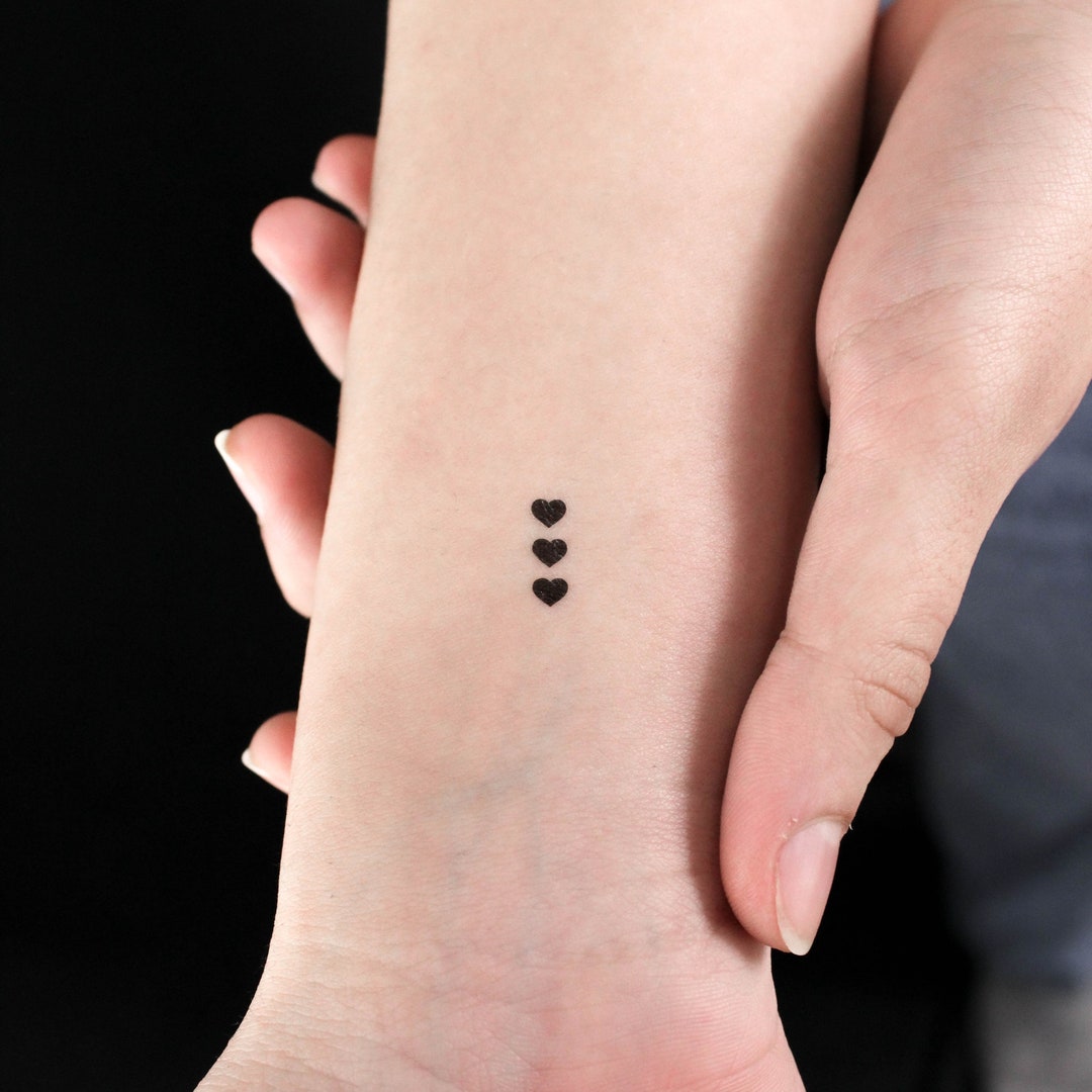 Three Tiny Black Hearts Temporary Tattoo (set of 3) - Etsy