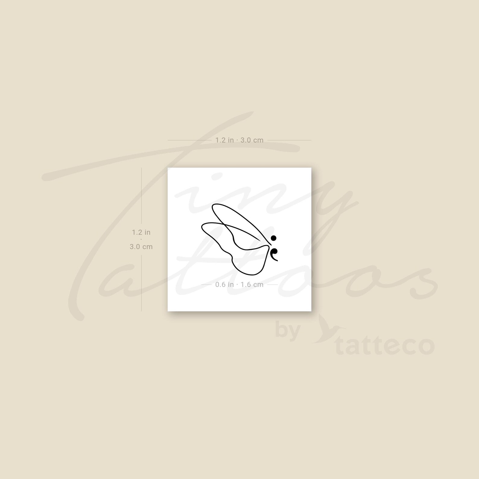 Semicolon Butterfly Outline Temporary Tattoo set of 3 - Etsy