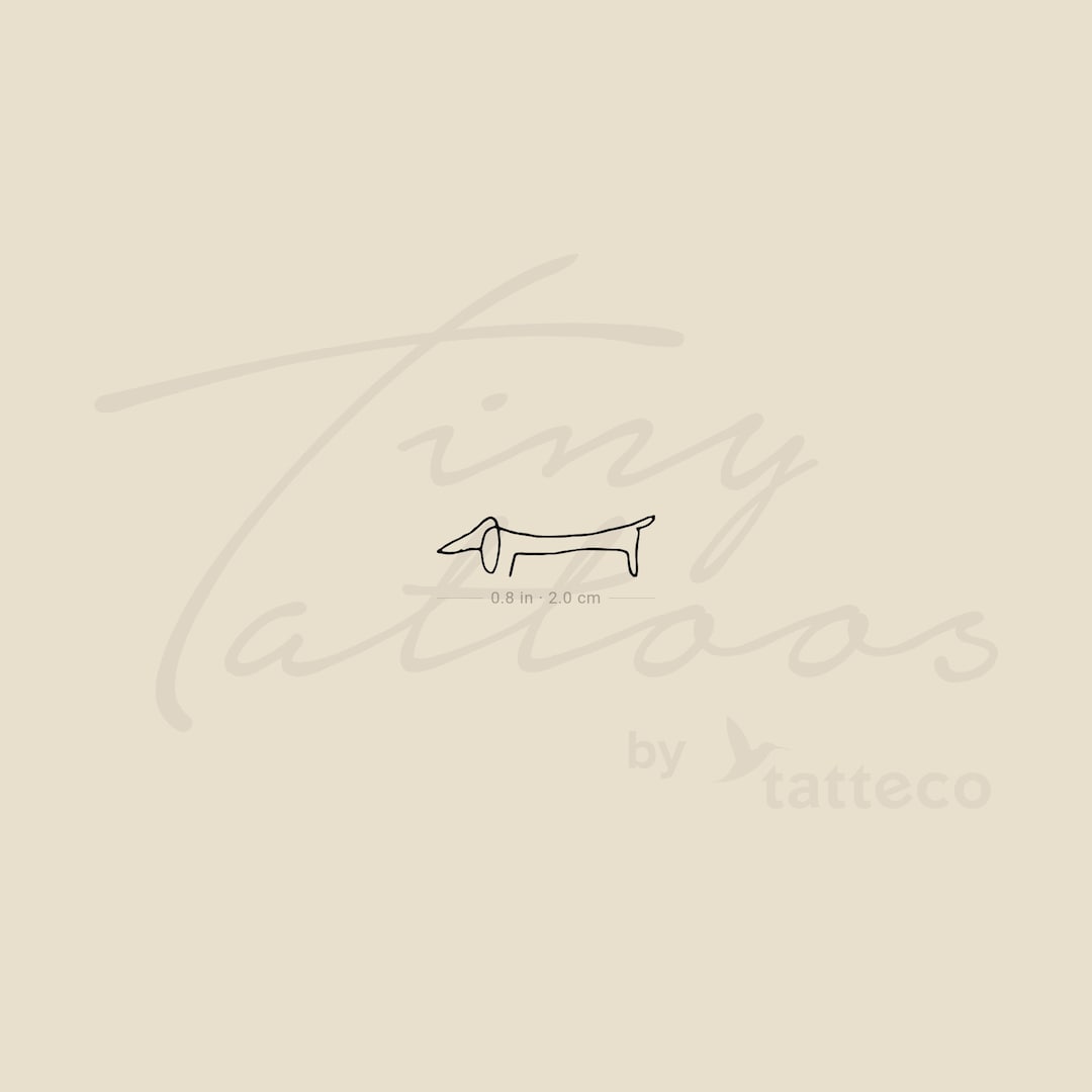 One Line Dachshund Temporary Tattoo set of 3 - Etsy