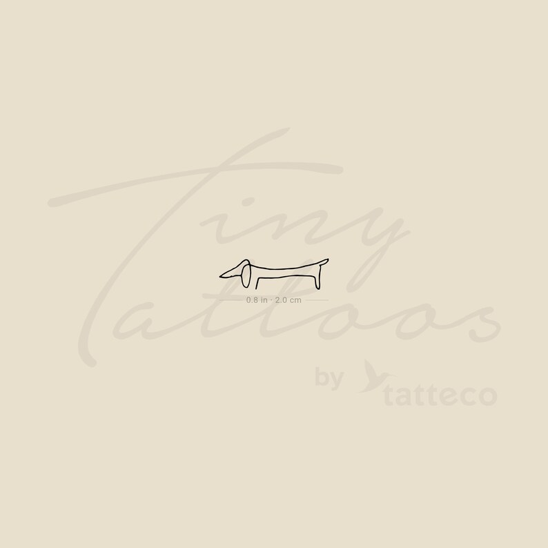 One Line Dachshund Temporary Tattoo set of 3 - Etsy