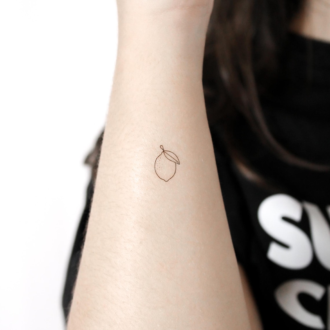 Tiny Single Line Lemon Temporary Tattoo (set of 3) - Etsy