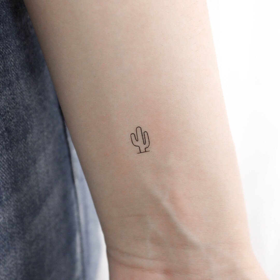Tiny Saguaro Cactus Temporary Tattoo (set of 3) - Etsy