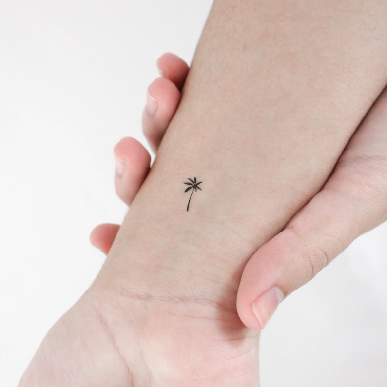 Tiny Date Palm Tree Temporary Tattoo set of 3 - Etsy UK
