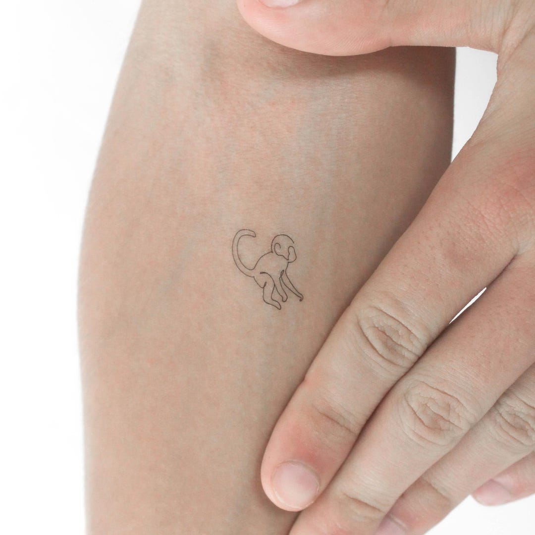 Single Line Monkey Temporary Tattoo (set of 3) - Etsy