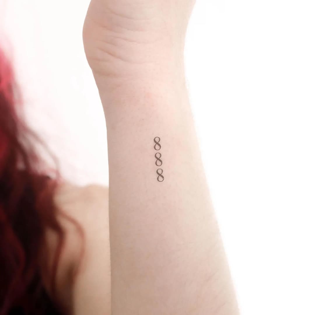 Small 888 Vertical Temporary Tattoo (set of 3) - Etsy