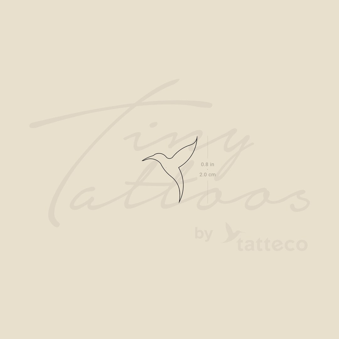 Fine Line Hummingbird Temporary Tattoo set of 3 - Etsy