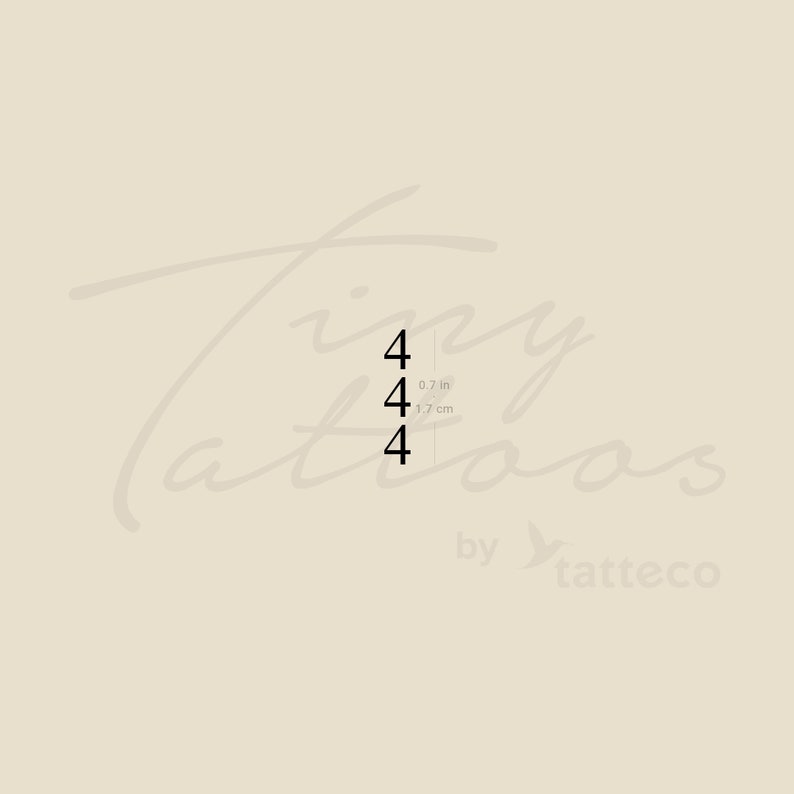 Small Vertical 444 Temporary Tattoo set of 3 - Etsy