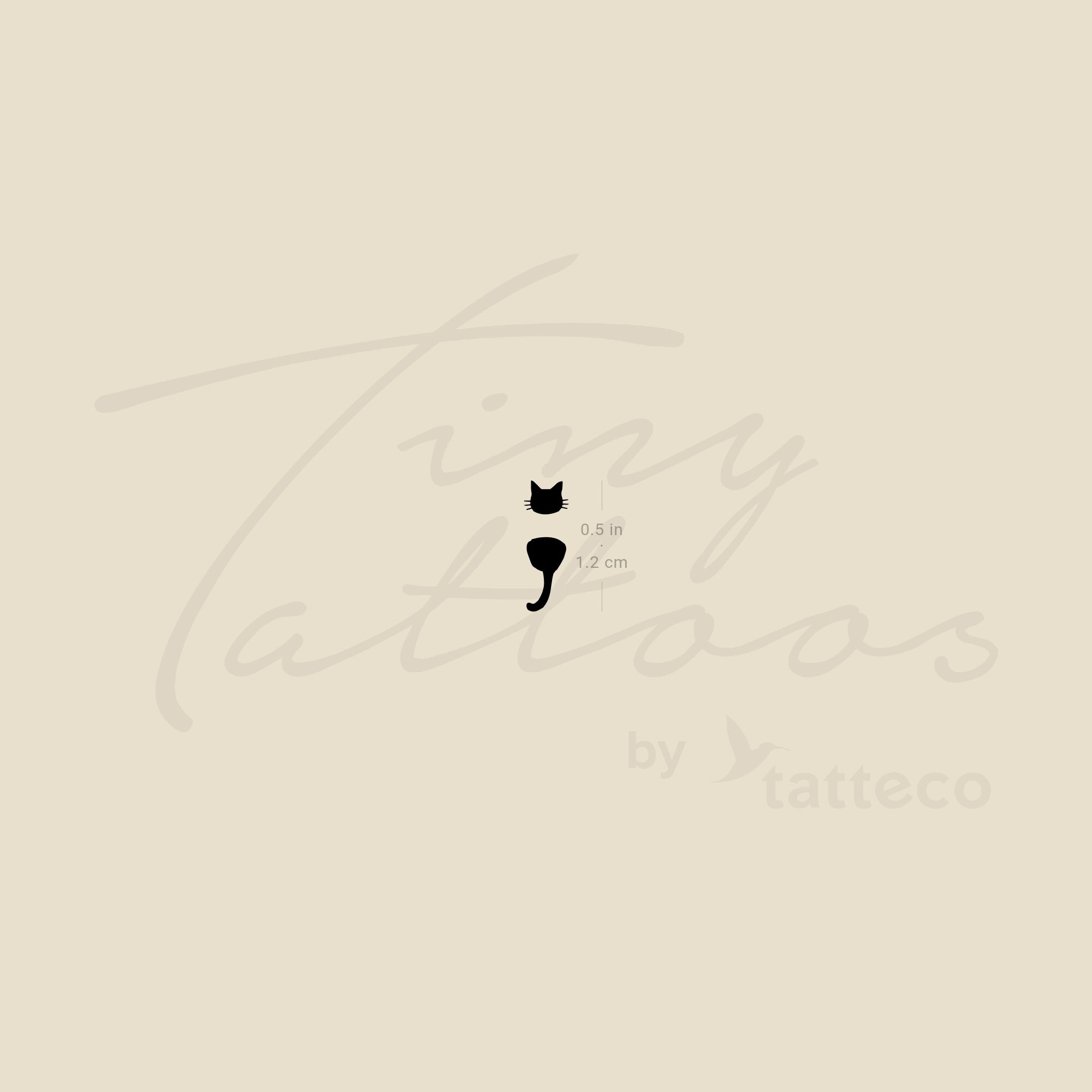 Little Cat Semicolon Temporary Tattoo set of 3 - Etsy