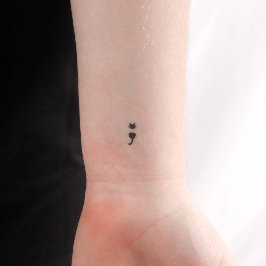 Little Cat Semicolon Temporary Tattoo (set of 3) - Etsy