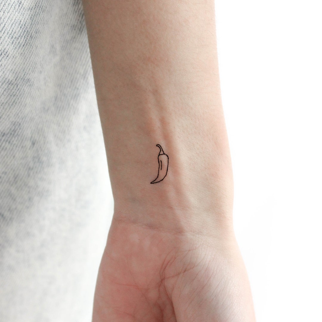 Fine Line Chili Temporary Tattoo (set of 3) - Etsy