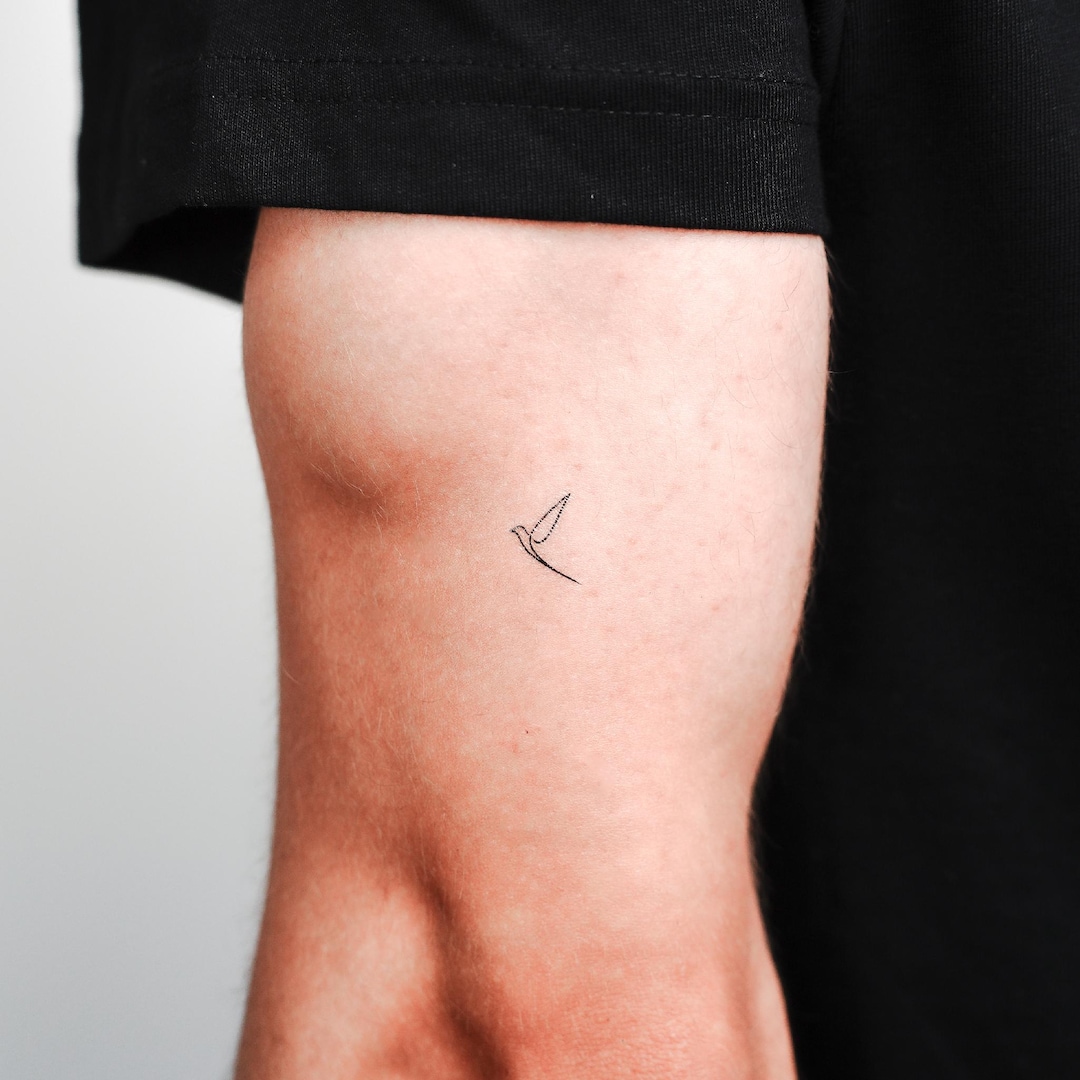 Tiny Single Line Bird Temporary Tattoo (set of 3) - Etsy UK