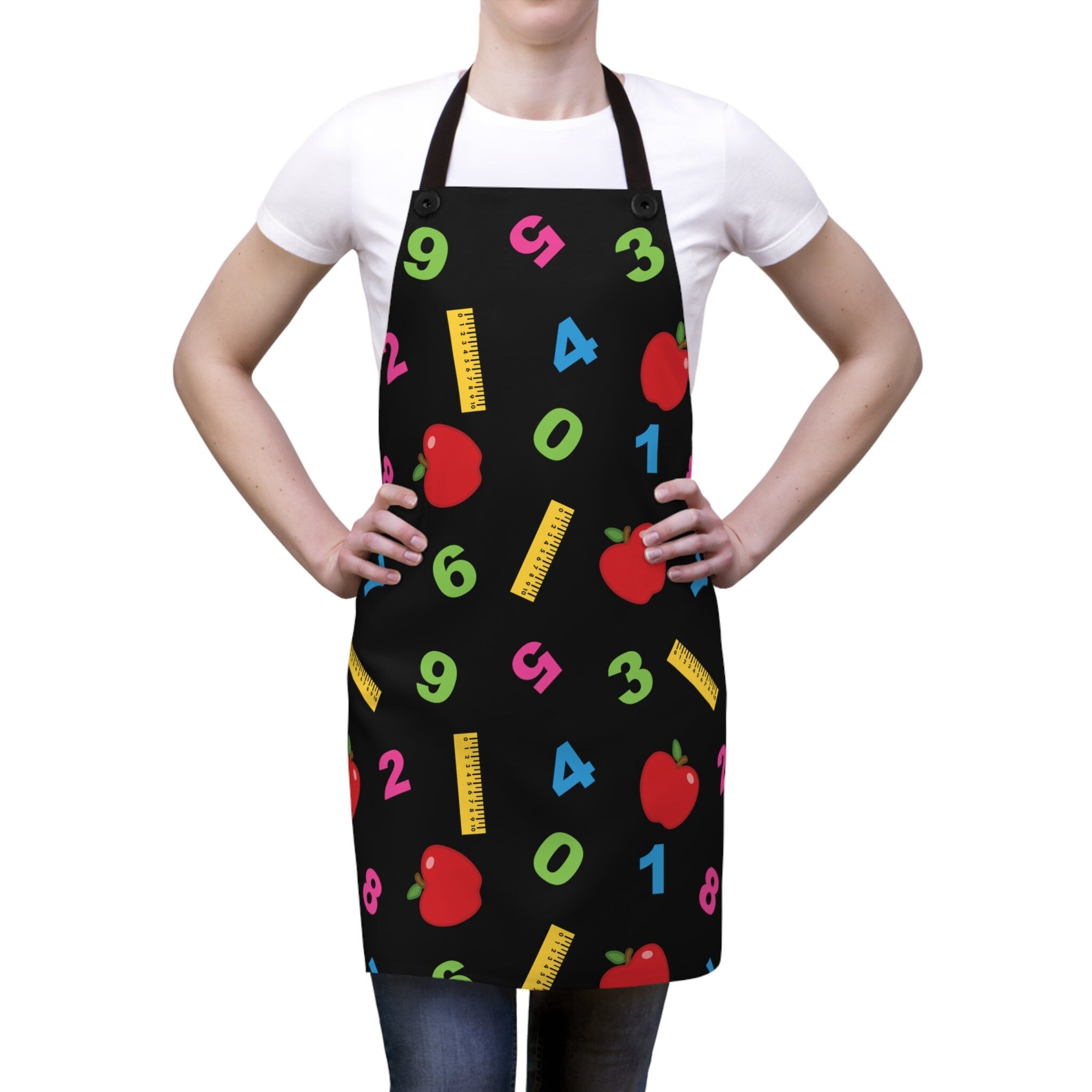 Teacher Apron, Apples and Numbers Apron, Teaching Supplies, School ...