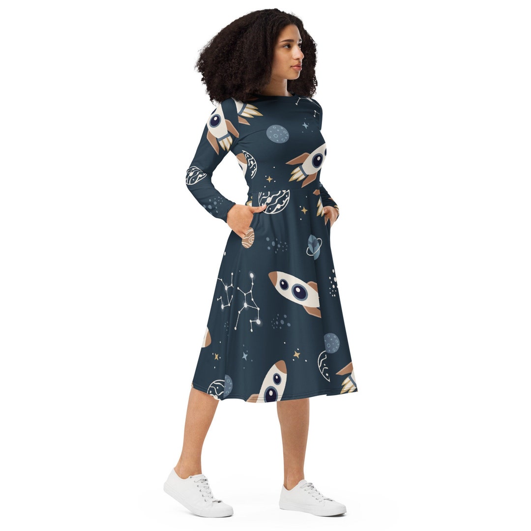 Rocket Ship Women's Dress, Space Unit Study Dress, Solar System Dress ...