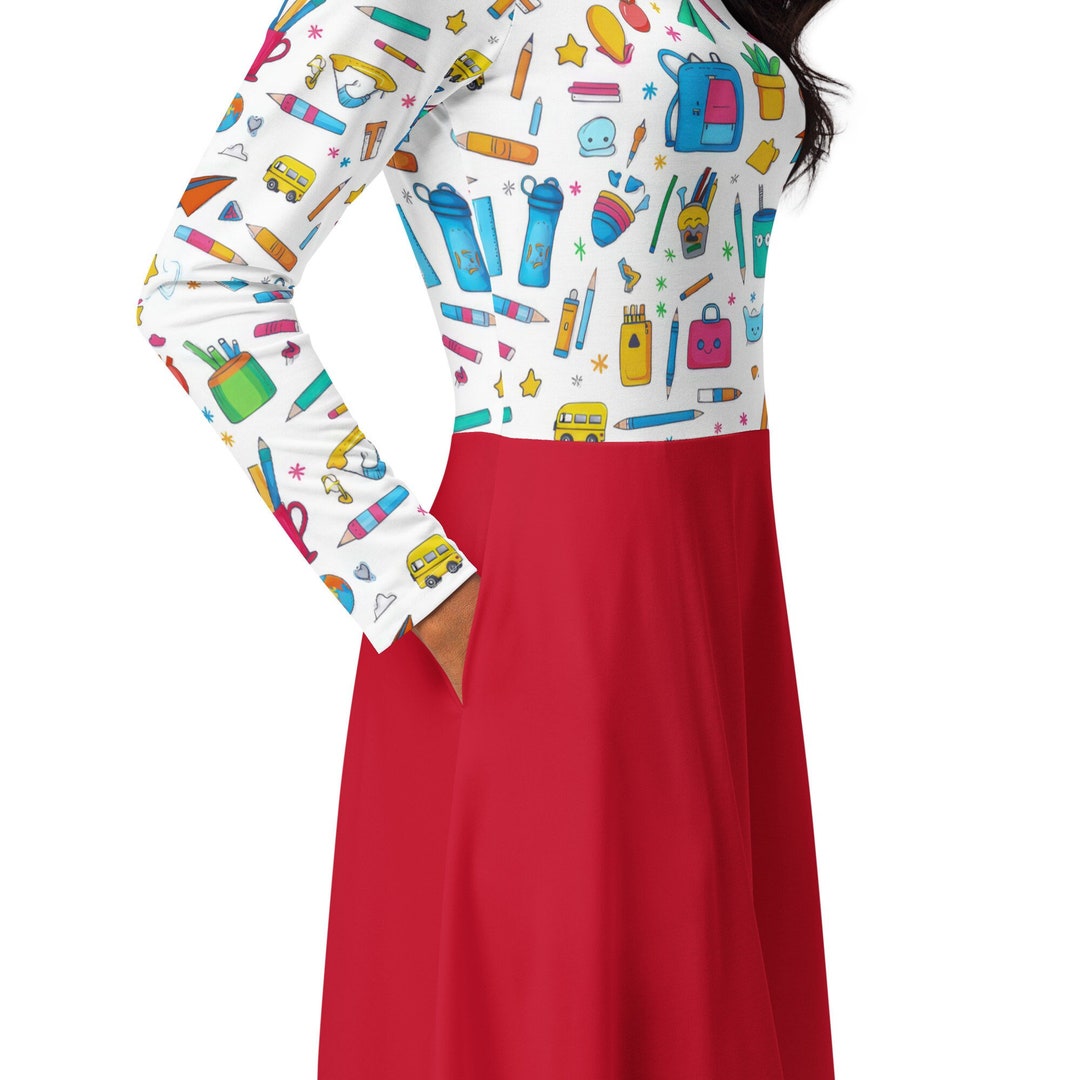 School Supplies Dress, Teacher Dress, Cute Teacher Outfit - Etsy
