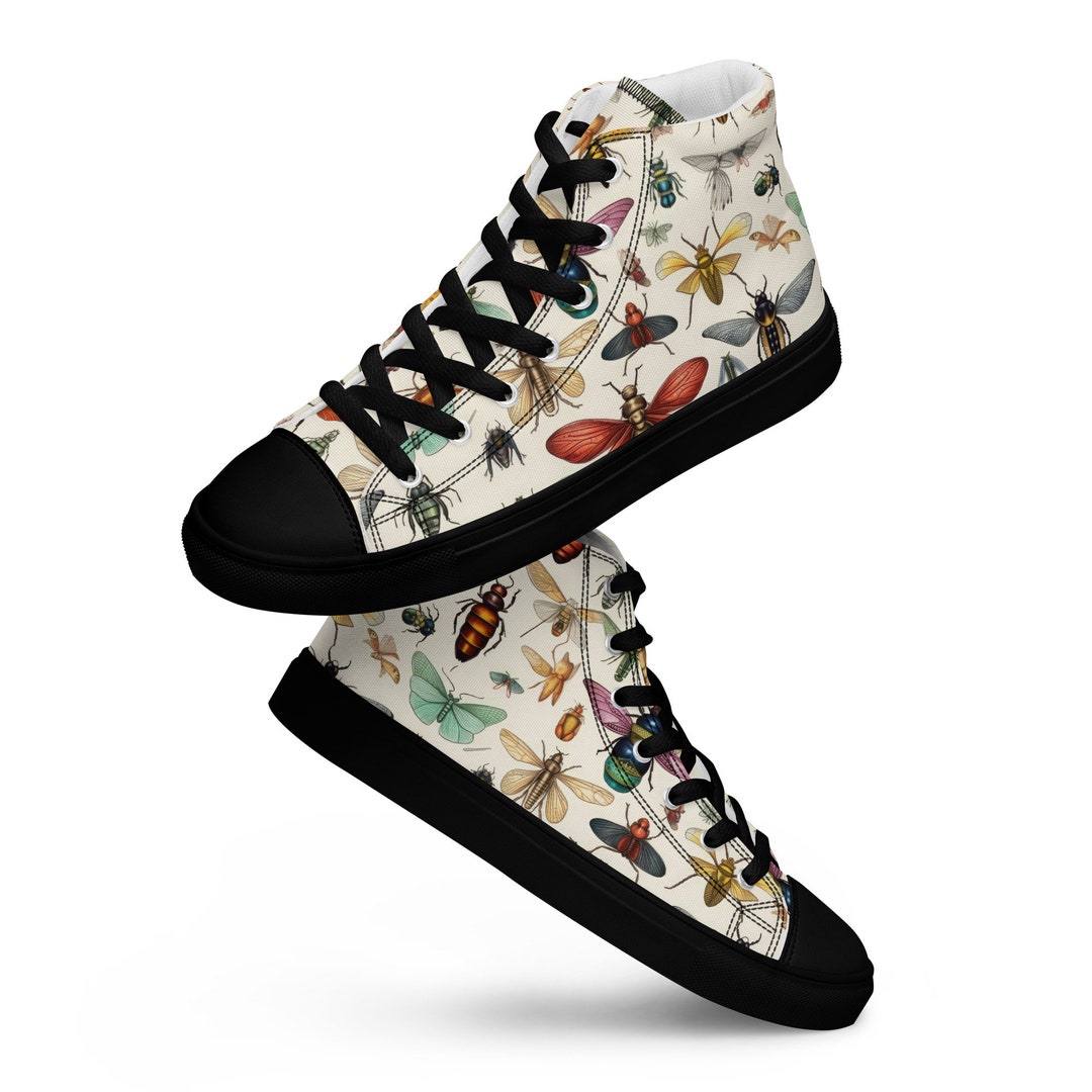 Vintage Bugs Men’s High Top Canvas Shoes, Bug Lover Shoes, Shoes for ...
