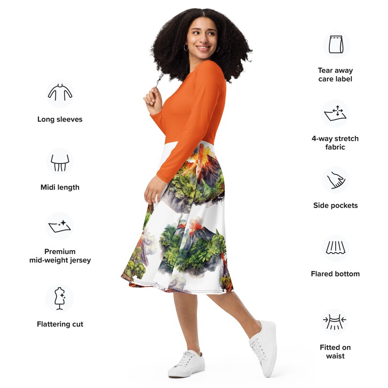 Volcano Dress With Pockets Geology Dress Volcanology Dress - Etsy