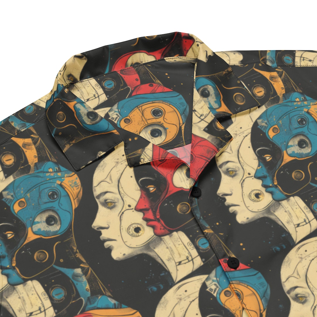 Ai Brain Hawaiian Shirt, Ai Themed Hawaiian Shirt, Android Theme, Robot ...