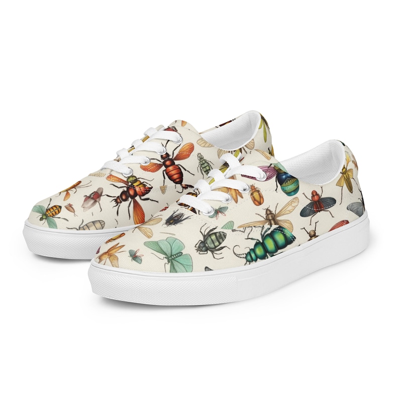 Insect Themed Womens Canvas Shoes, Bug Lover Gift, Cottage Core Shoes ...