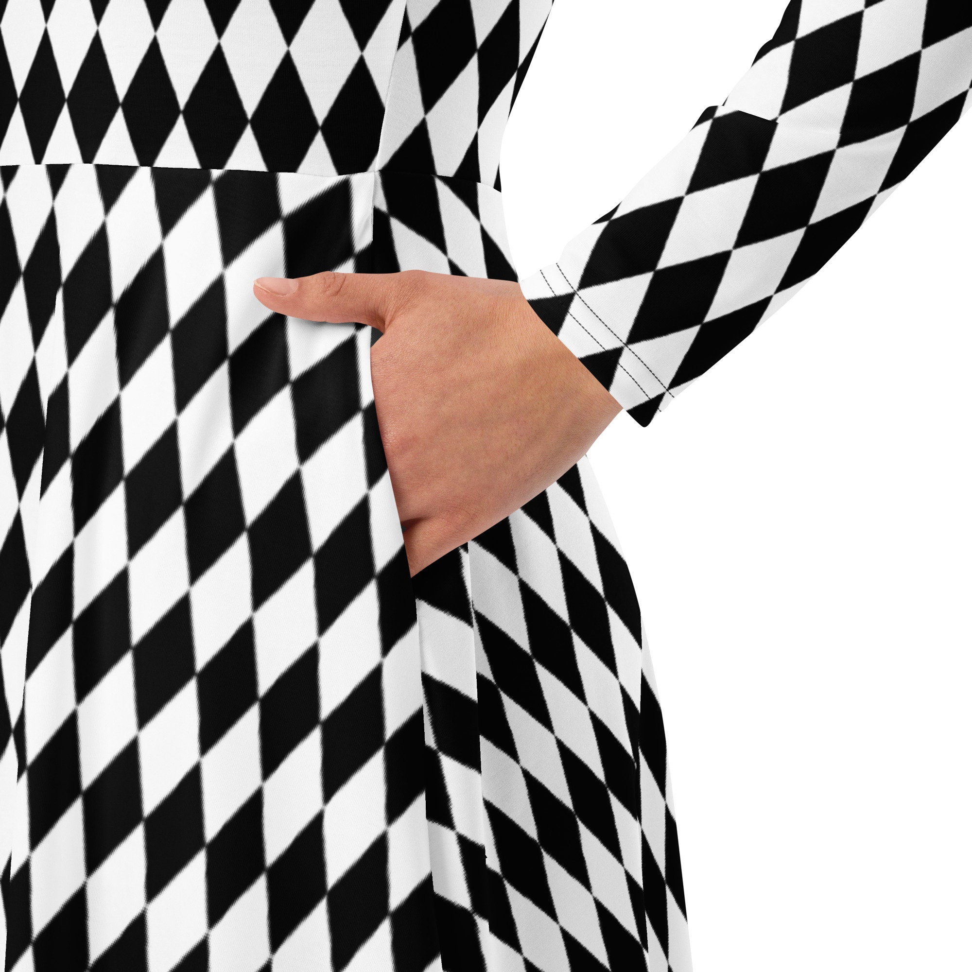 Harlequin Black and White Dress, Alice in Wonderland, Tea Party Dress ...