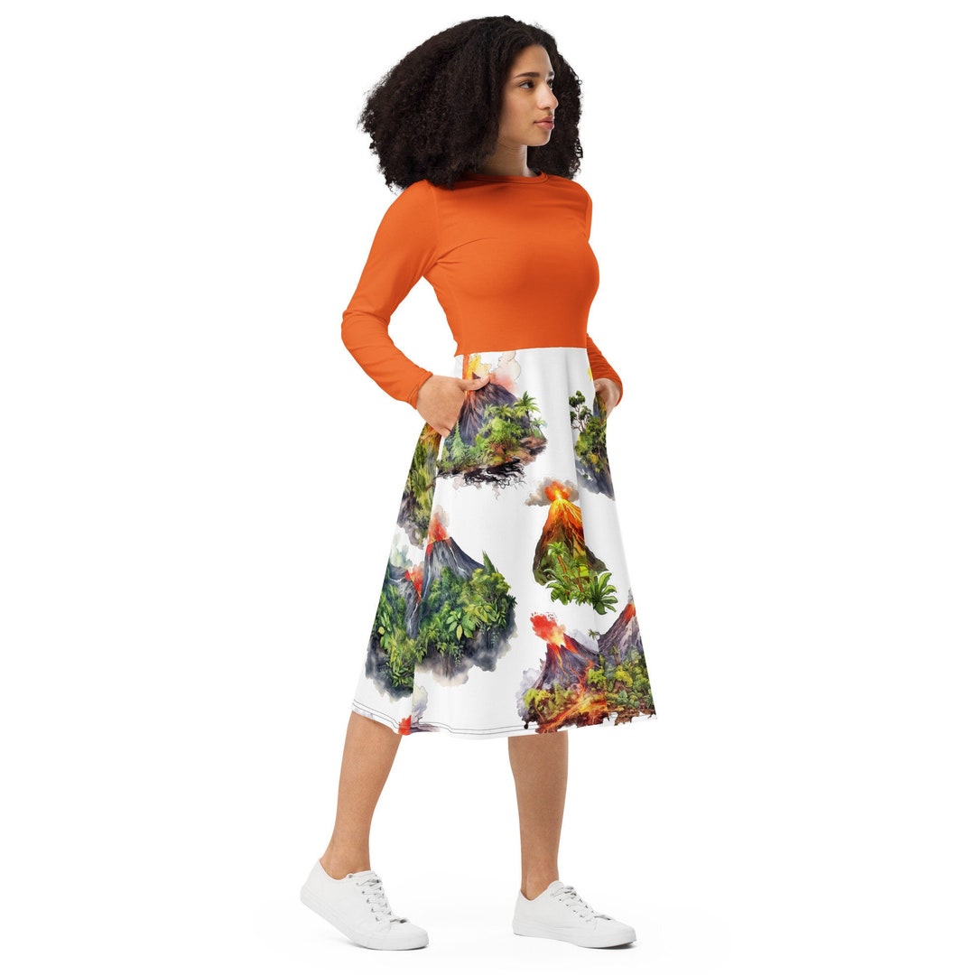 Volcano Dress With Pockets, Geology Dress, Volcanology Dress ...