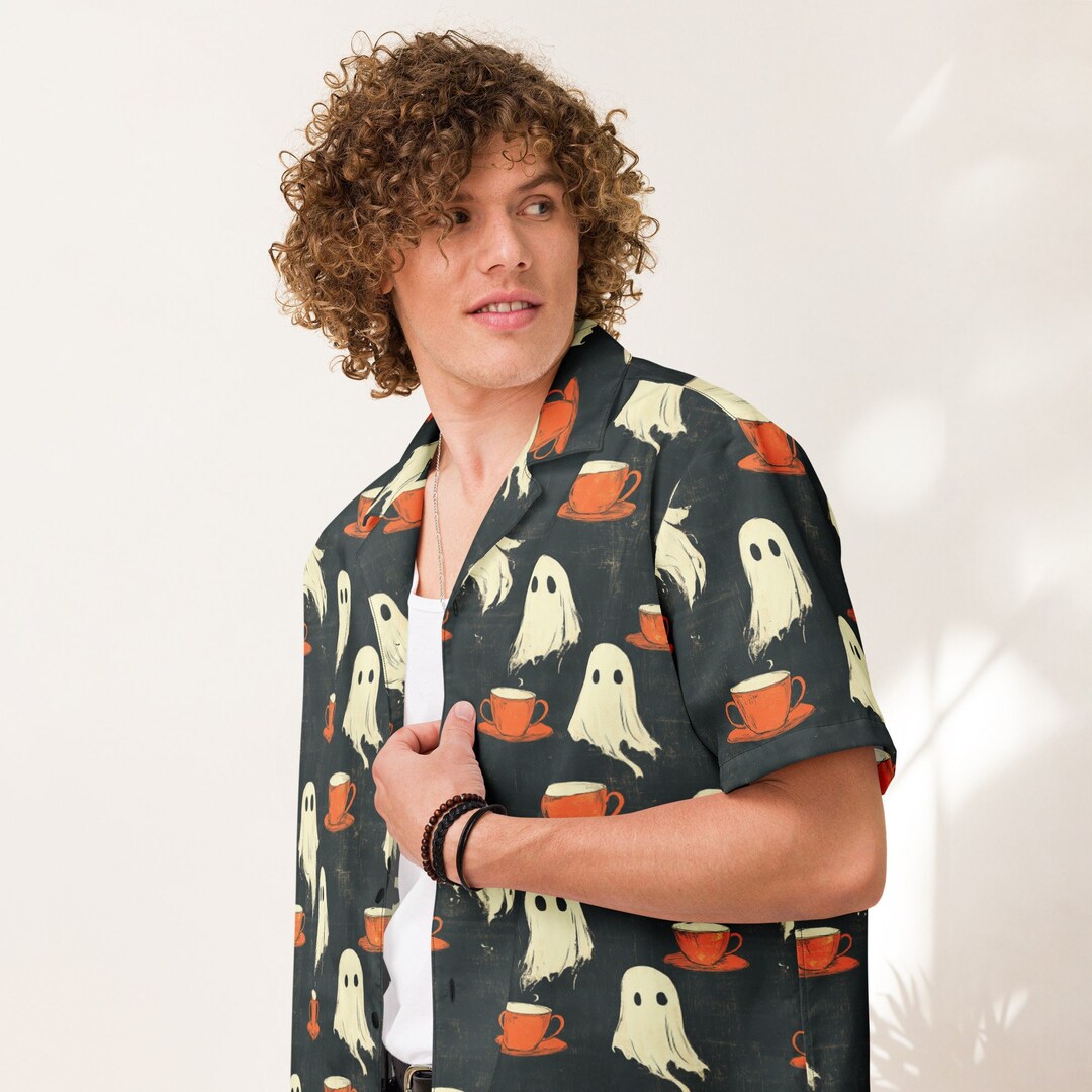 Ghost Coffee Hawaiian Shirt, Barista Shirt, Halloween Coffee Outfit ...