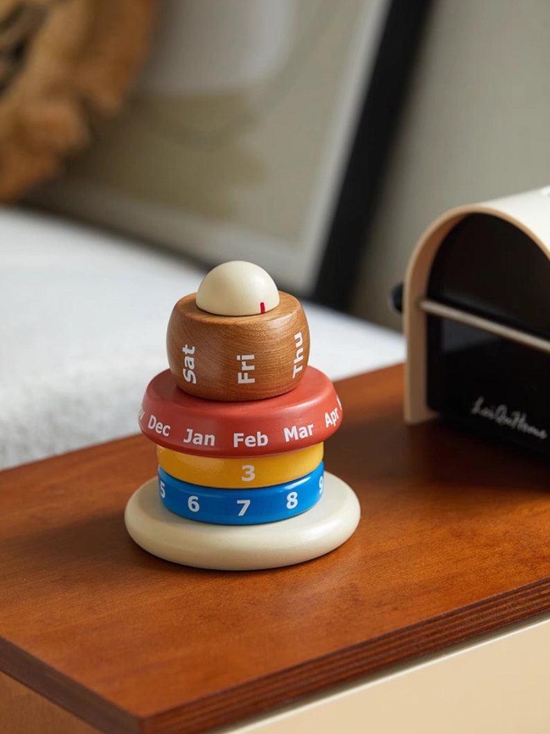 Rotatable Wooden Desk Perpetual Calendar, Tabletop/shelf Home Deco ...