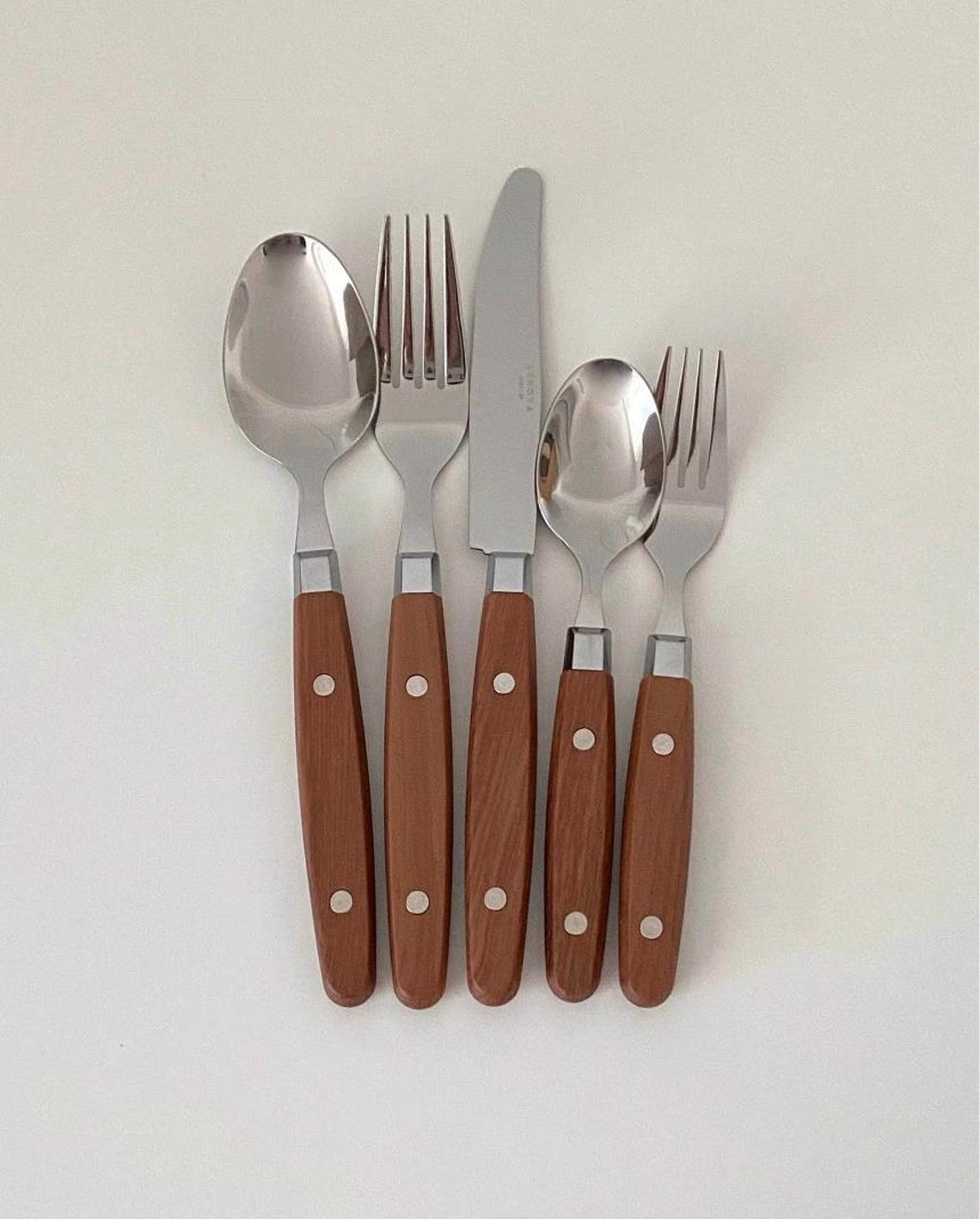 Vintage Brown Stainless Steel 5 Piece Resin Handmade Flatware Set ...