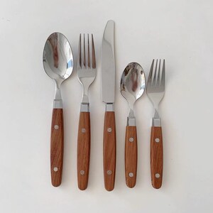Vintage Brown Stainless Steel 5 Piece Resin Handmade Flatware Set ...